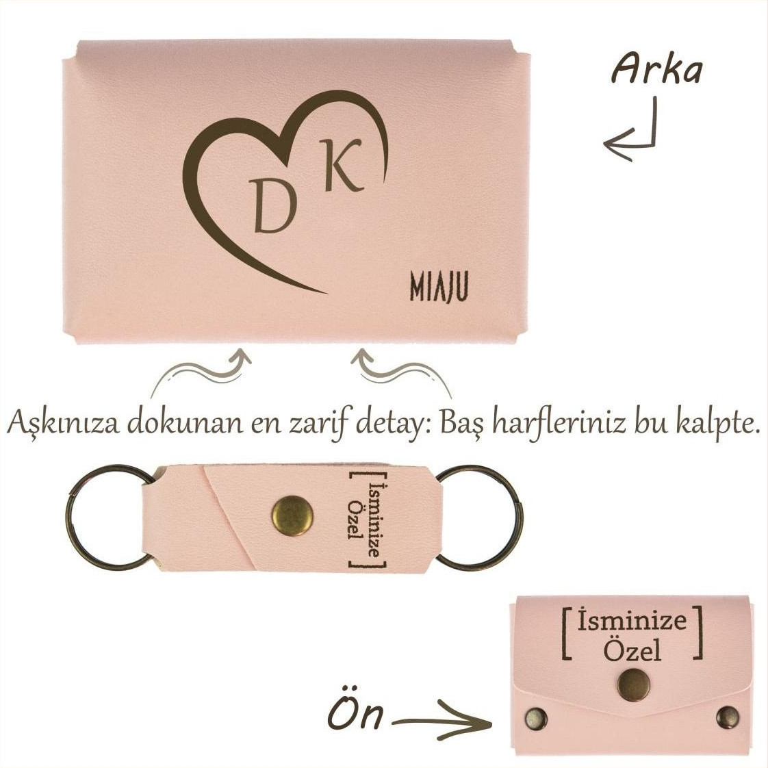 Miaju Yavru Ağzı, Aşkınızın Baş Harfleri Yan Yana! Kalpli Ve İsme Özel Cüzdan & Anahtarlık Seti ...
