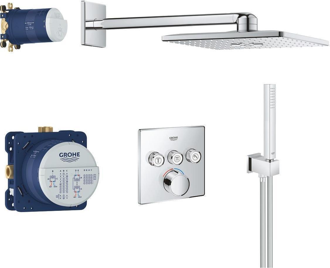 Grohe SmartControl Perfect Ankastre Banyo/Duş Bataryası, Tepe ve El ...