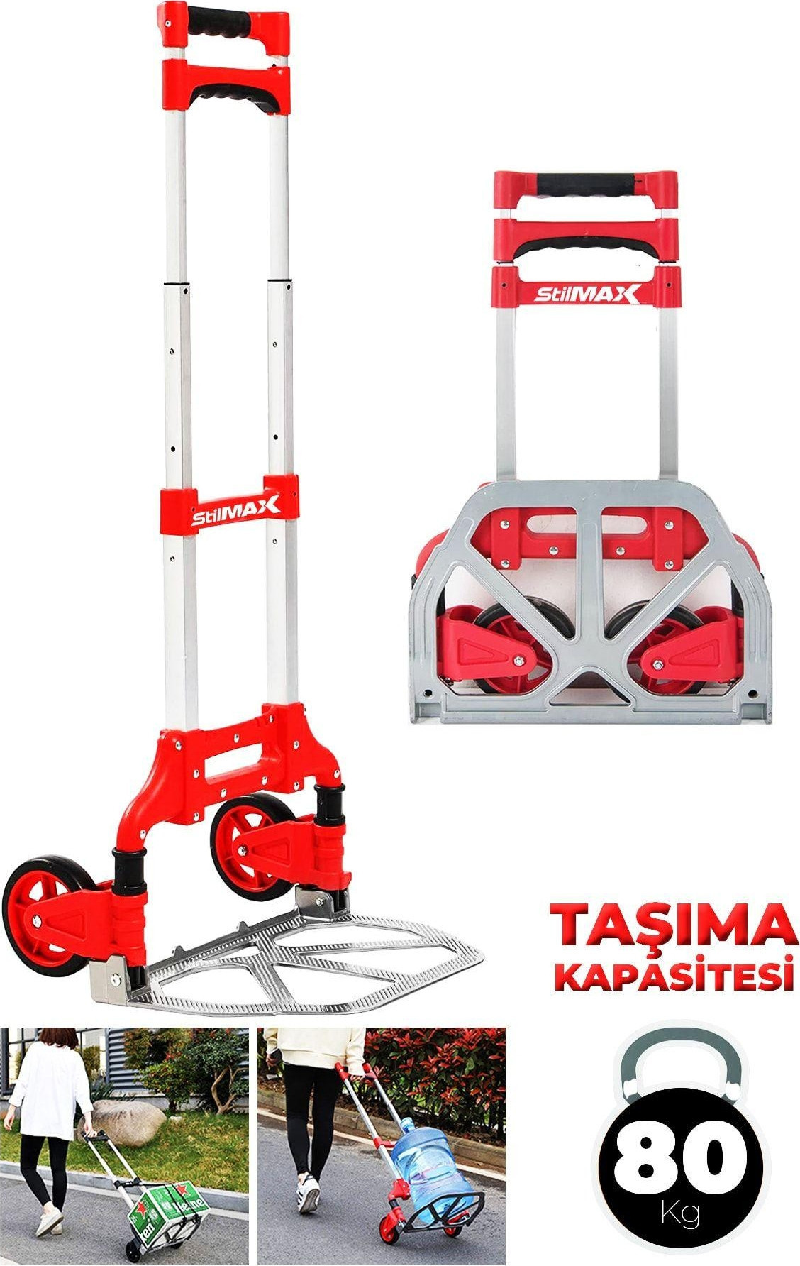 Stilmax Stm80Eb 80Kg Kapasiteli Teleskopik, Katlanır El Arabası Koli ...