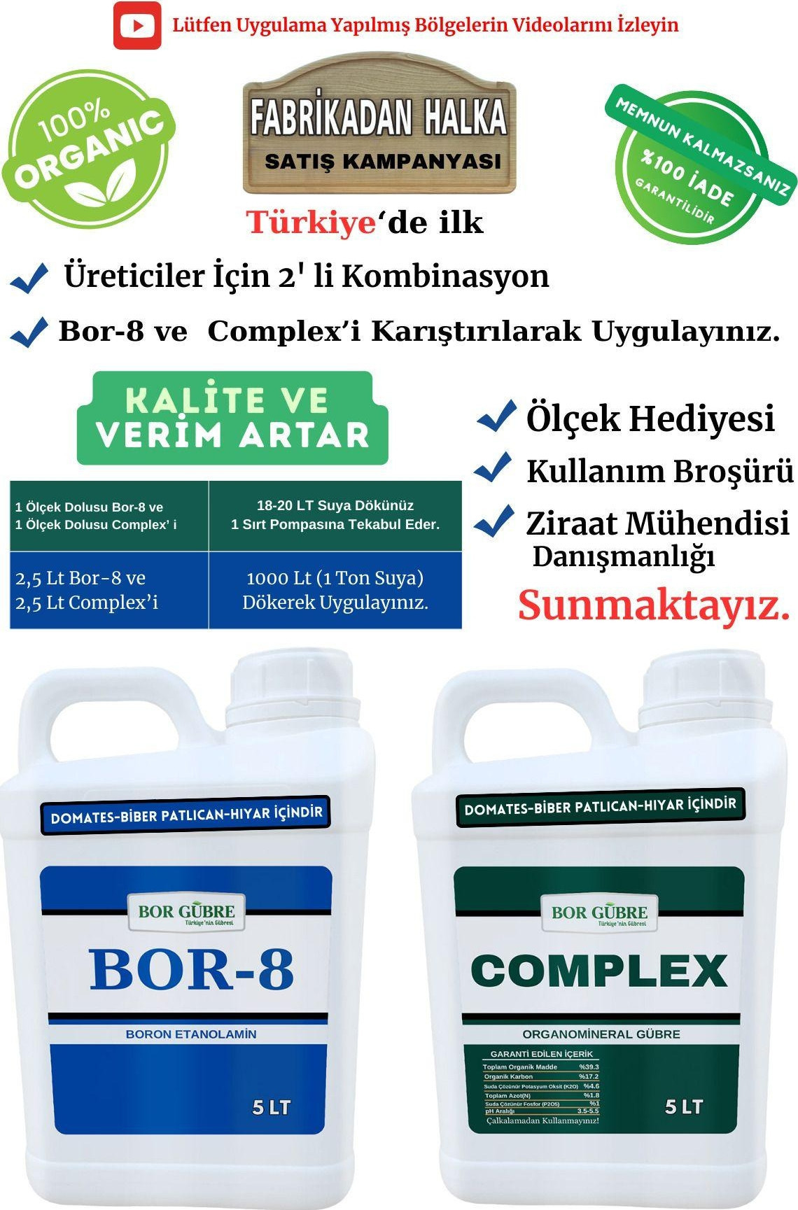 Bor Gübre Complex- 5Lt Ve Bor-8 5Lt Domates, Biber, Patlıcan, Hıyar ...