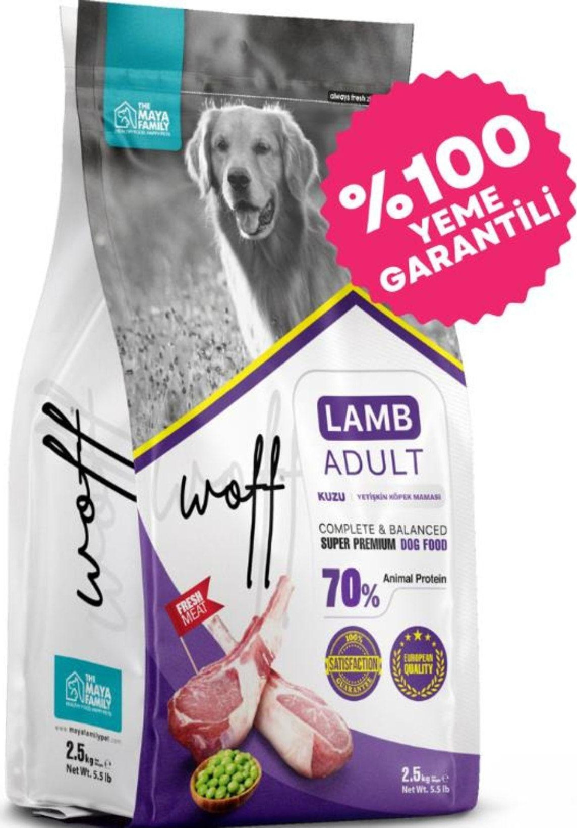Wolf Woff Super Premium Kuzu Etli Yetişkin Köpek Maması 2.5 Kg - idefix