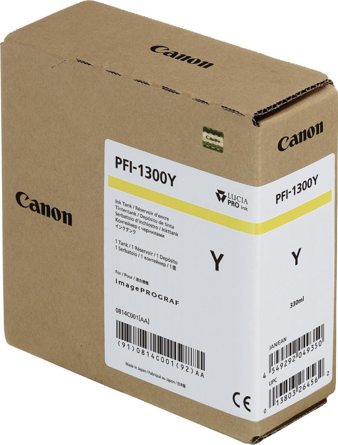 Canon PFI-1300 Y (Yellow) Sarı Plotter Orijinal Mürekkep Kartuş 330 ml. (0814C001) - idefix