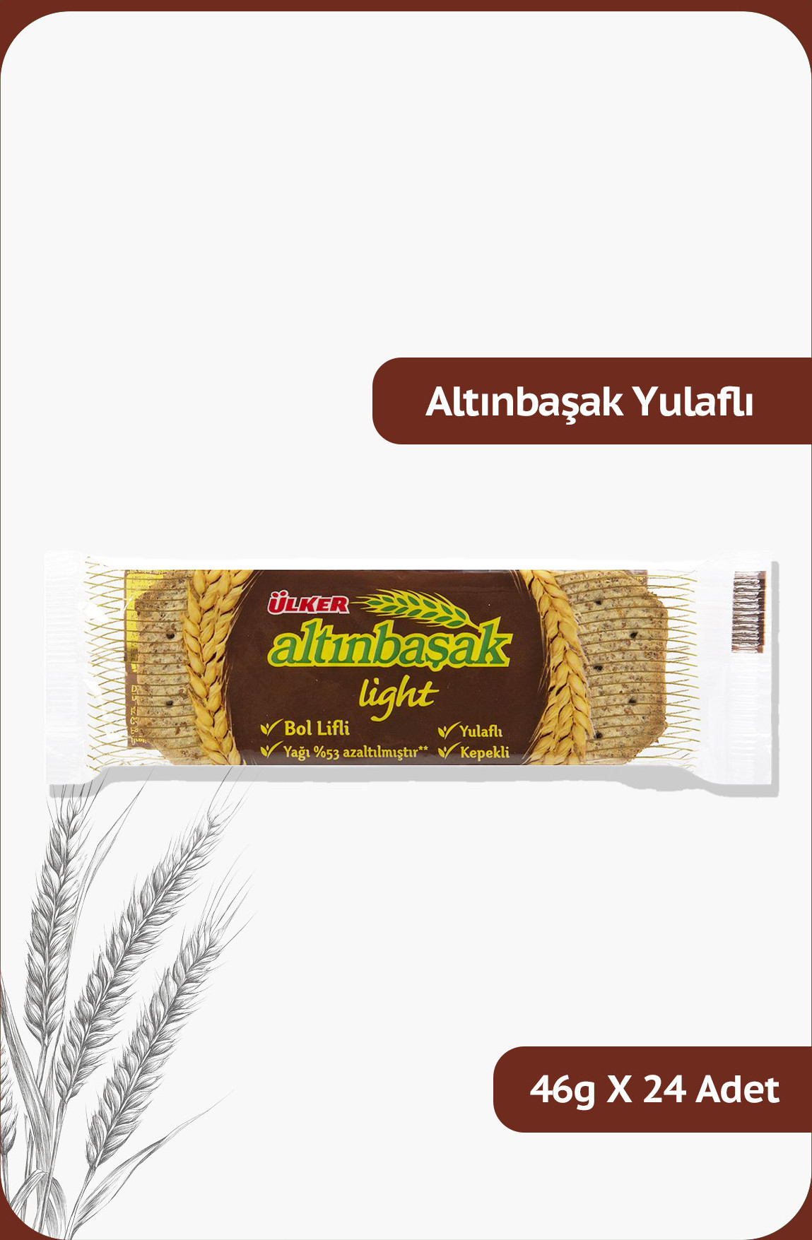 Ülker ALTINBAŞAK Light Yulaflı, Bol Lifli, Kepekli Kraker - 46 gram ...