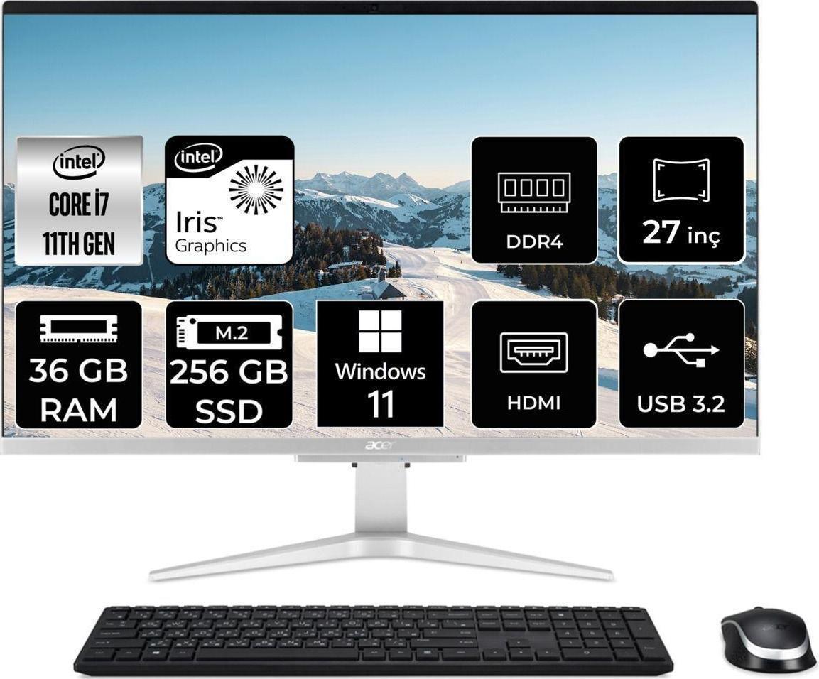 Hp Acer Aspire C27-1655 İ7 1165G7 36Gb Ram 256Gb Ssd 27" Fhd W11P All ...