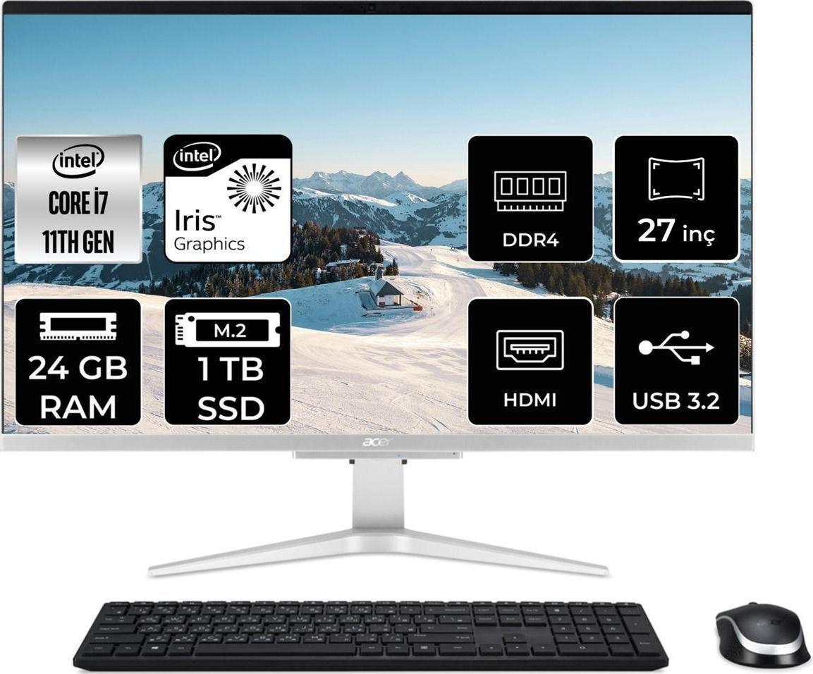 Hp Acer Aspire C27-1655 İ7 1165G7 24Gb Ram 1Tb Ssd 27" Fhd Fdos All In ...