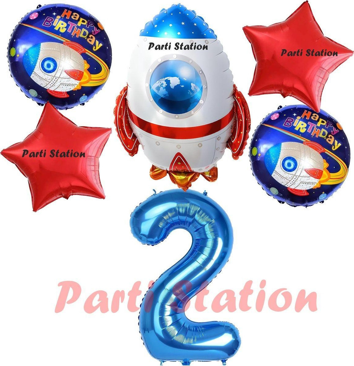 Parti Station Uzay Konsept Roket Balon 2 Yaş Doğum Günü Set Uzay ...