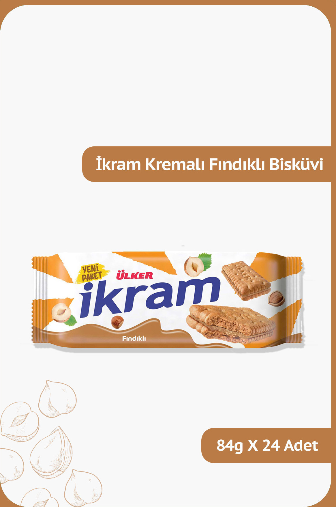 Ülker İKRAM Kremalı Fındıklı Bisküvi - 84 gram - 24 Adet