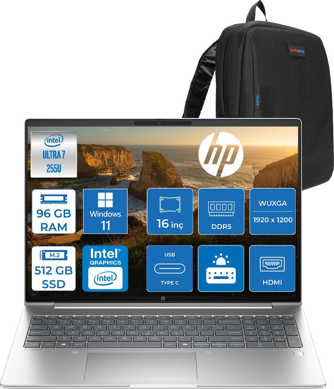 Hp Probook 4 G1I Intel® Core Ultra 7 255U Aı 96GB Ddr5 512GB SSD Intel ...