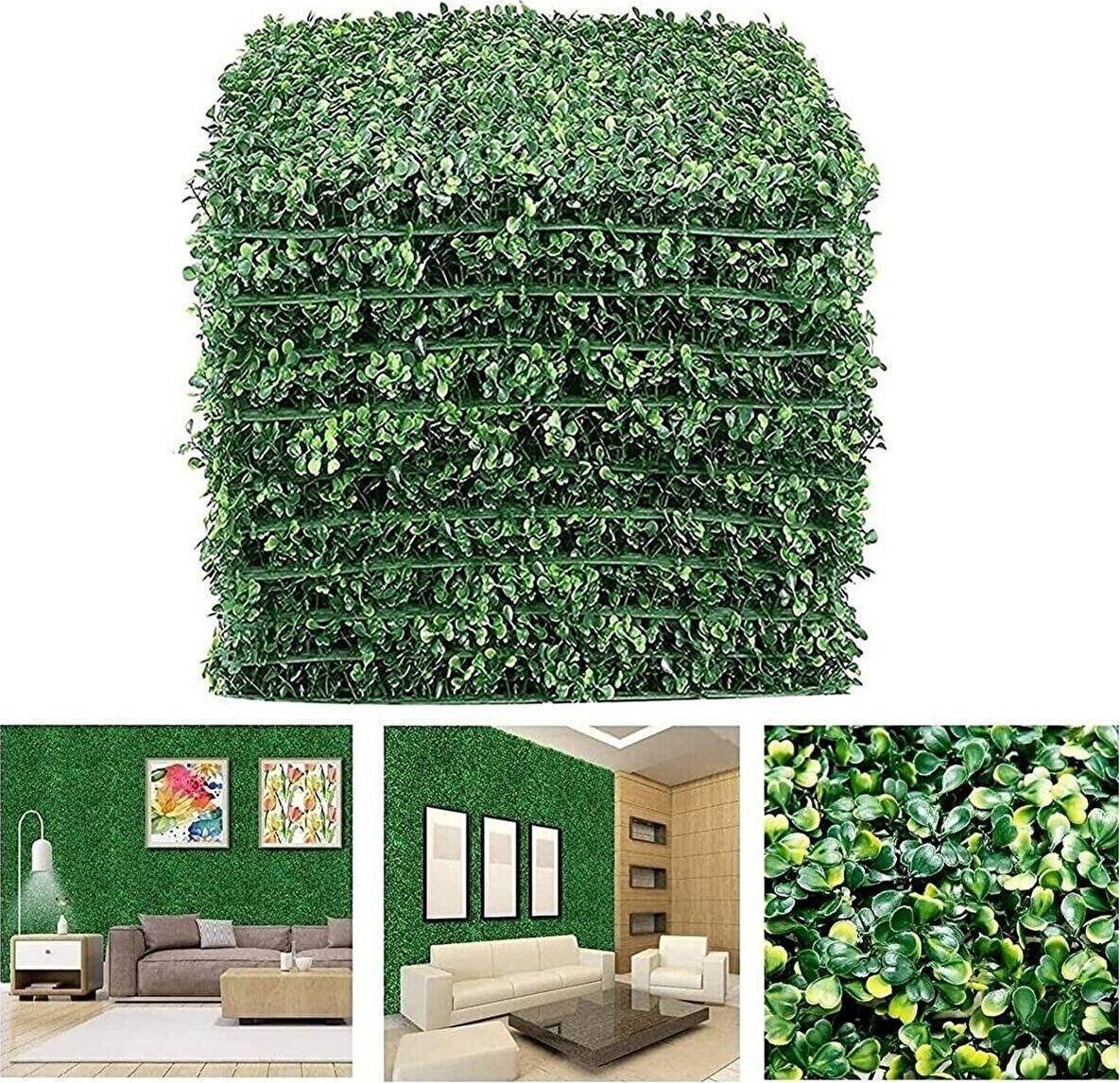 Ddpest 10 Adet 40X60 Cm Yapay Bitki Duvar Kaplama Panel Şimşir Yeşil ...