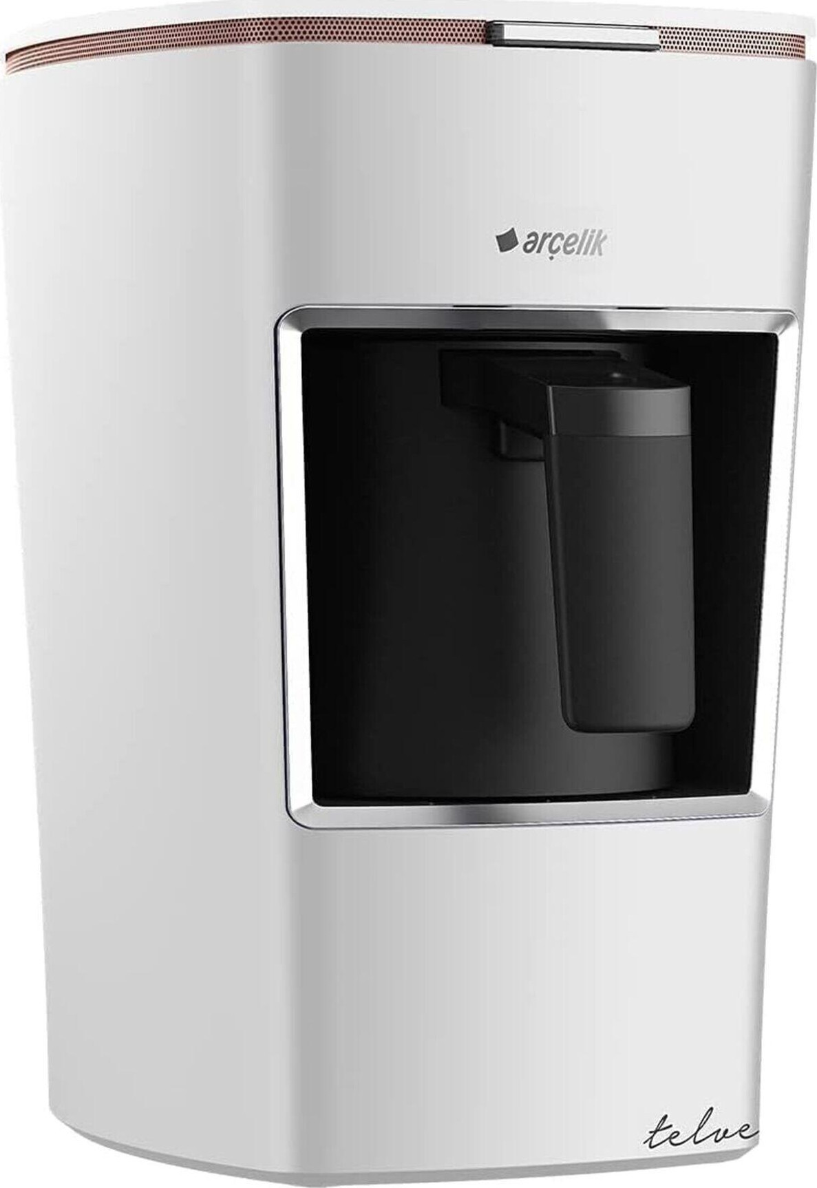 Arçelik Beyaz Mini Telve Türk Kahve Makinesi, Anti Spill Beyaz - idefix