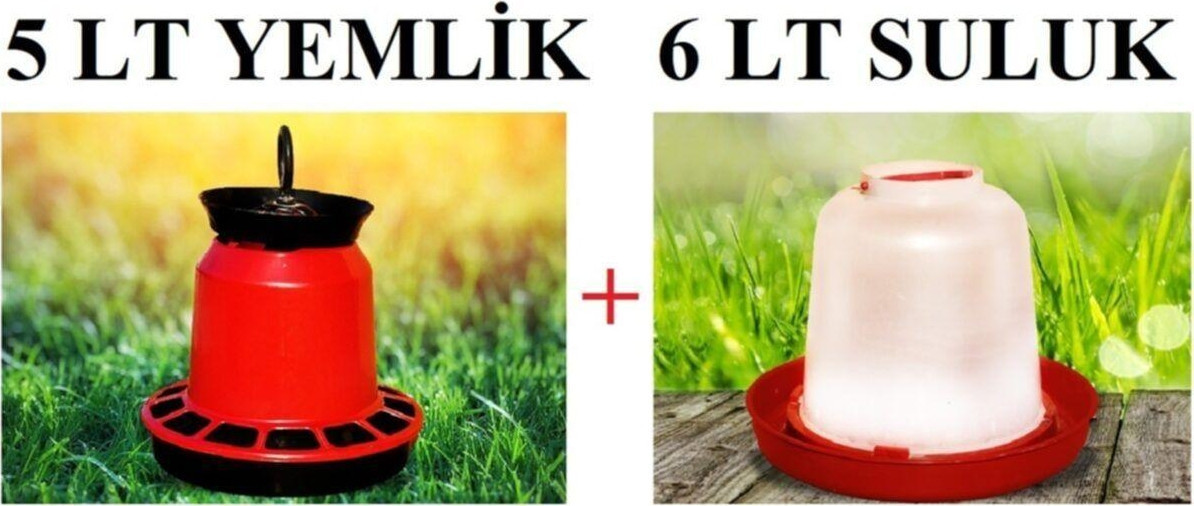 Yemlik + Suluk 2' Li Set 5 Lt Yemlik + 6 Lt Suluk Tavuk Yemliği Tavuk ...