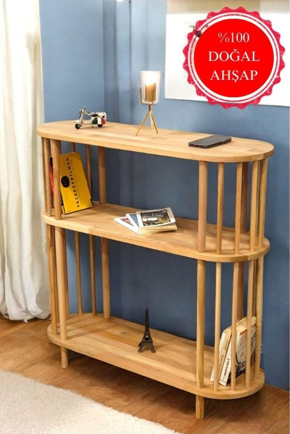 Peka Lüx Natural Ahşap Dresuar Dekoratif Raflı Kahve Köşesi Konsol ...