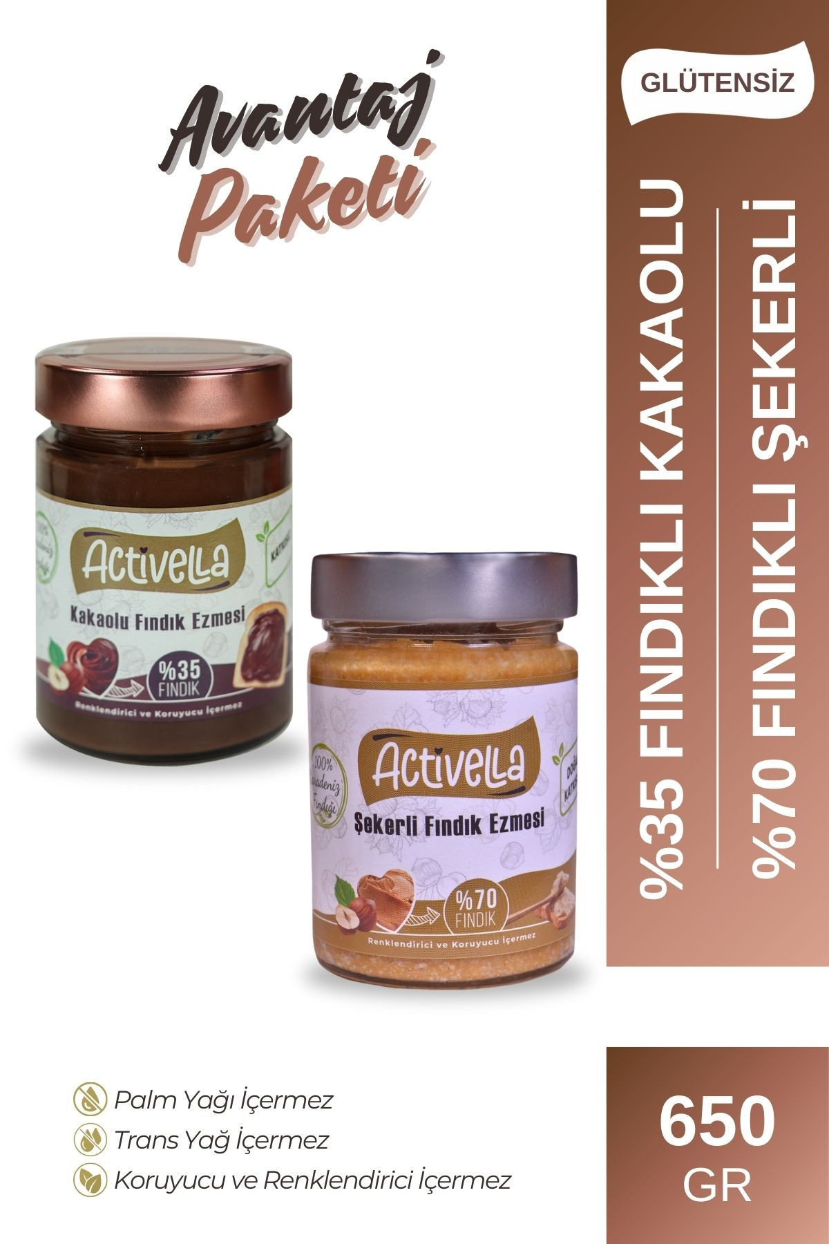 Activella Kakaolu Fındık Ezmesi 330gr %35 Fındıklı + Şekerli Fındık ...