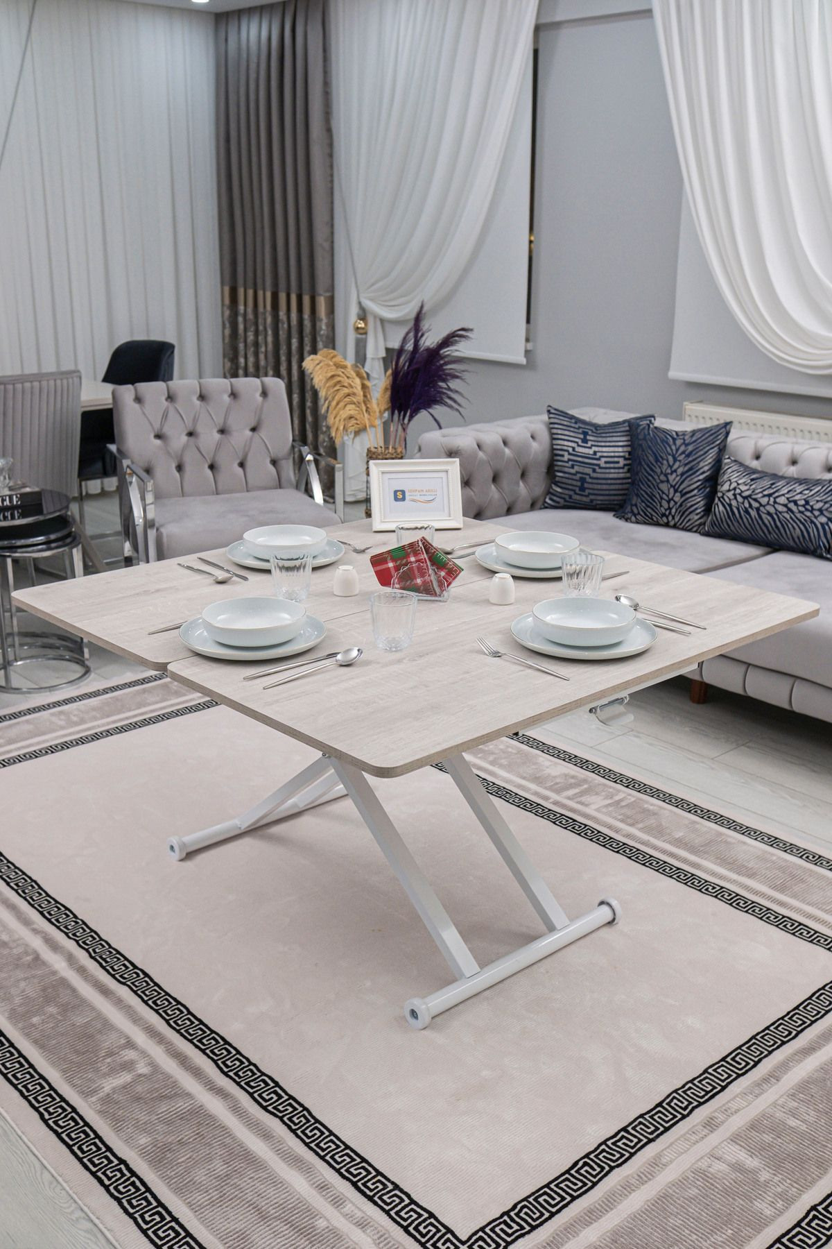 Sehpam Akıllı Akıllı Sehpa Home Üst Tabla Mdf Lizbon Alt Mekanizma Beyaz Renk - idefix