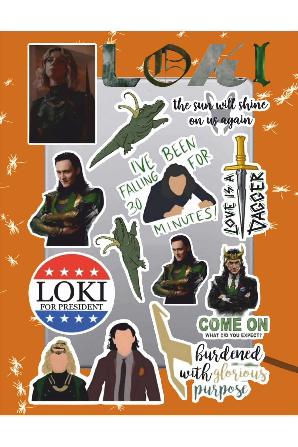 Hediyenebak Loki Sticker Seti | Laptop Ajanda Pc Tablet Telefon Defter ...