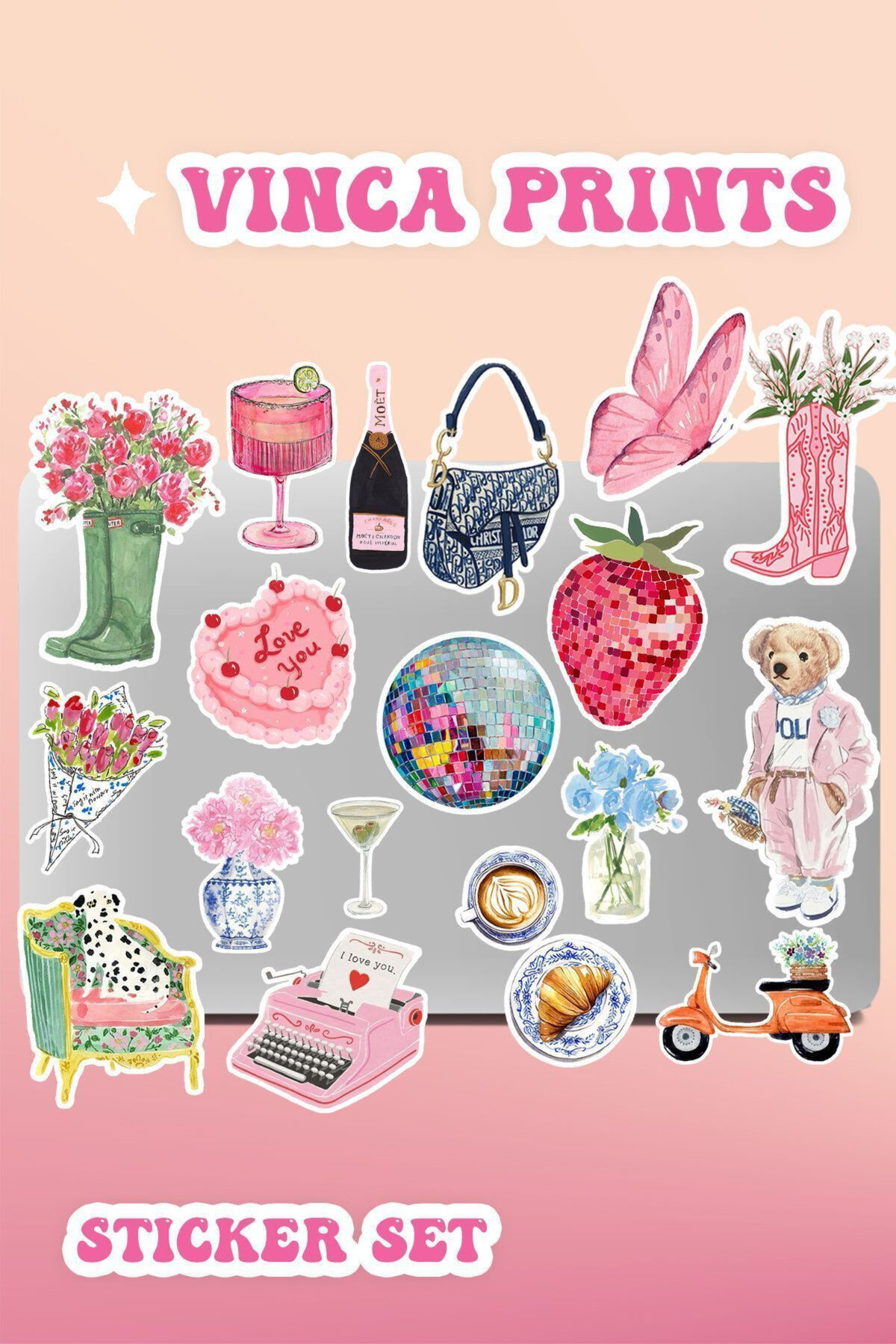 Hediyenebak Vinca Prints Seri 1 Sticker Seti | Laptop Ajanda Pc Tablet ...