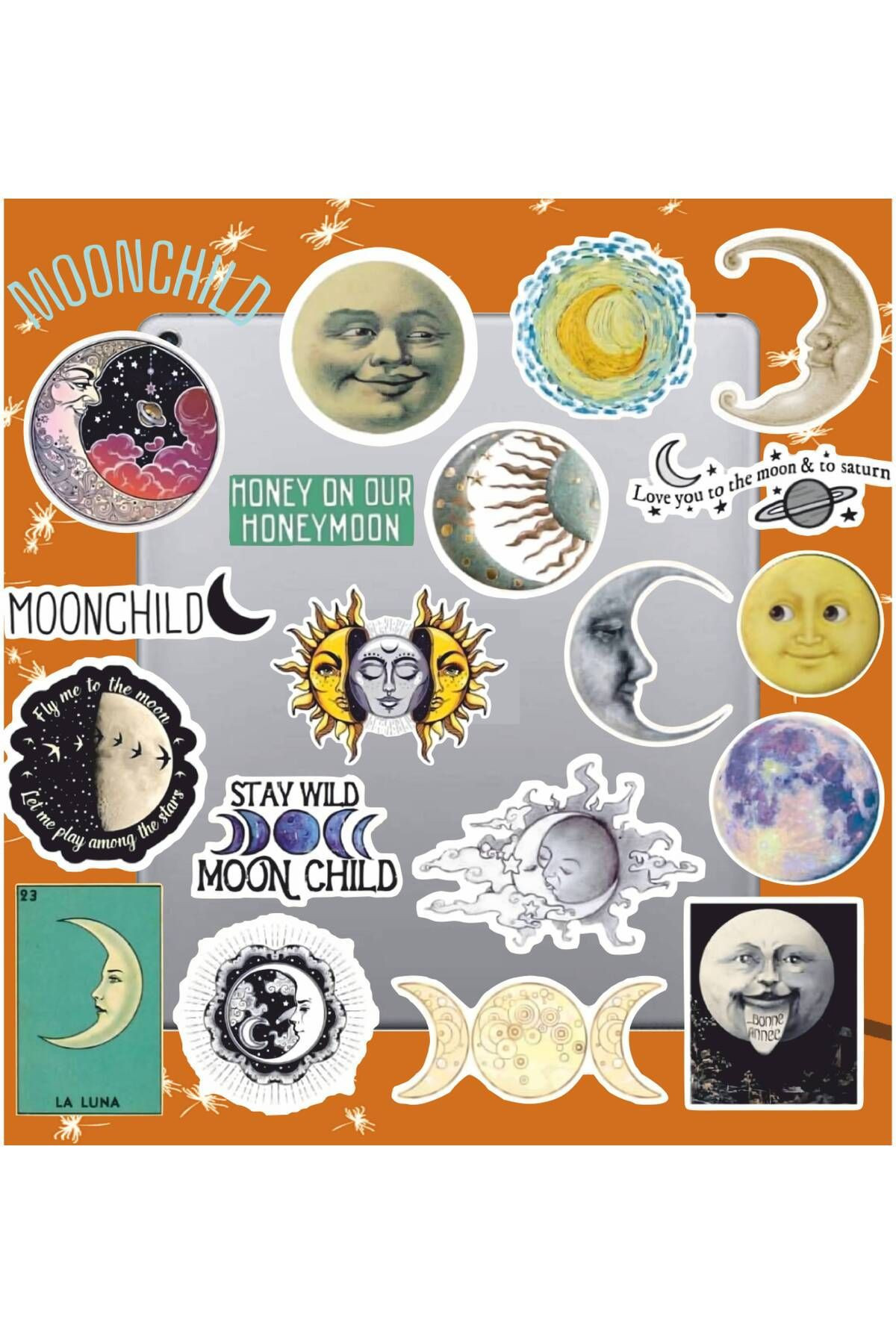 Hediyenebak Moon Child Sticker Seti | Laptop Ajanda Pc Tablet Telefon ...