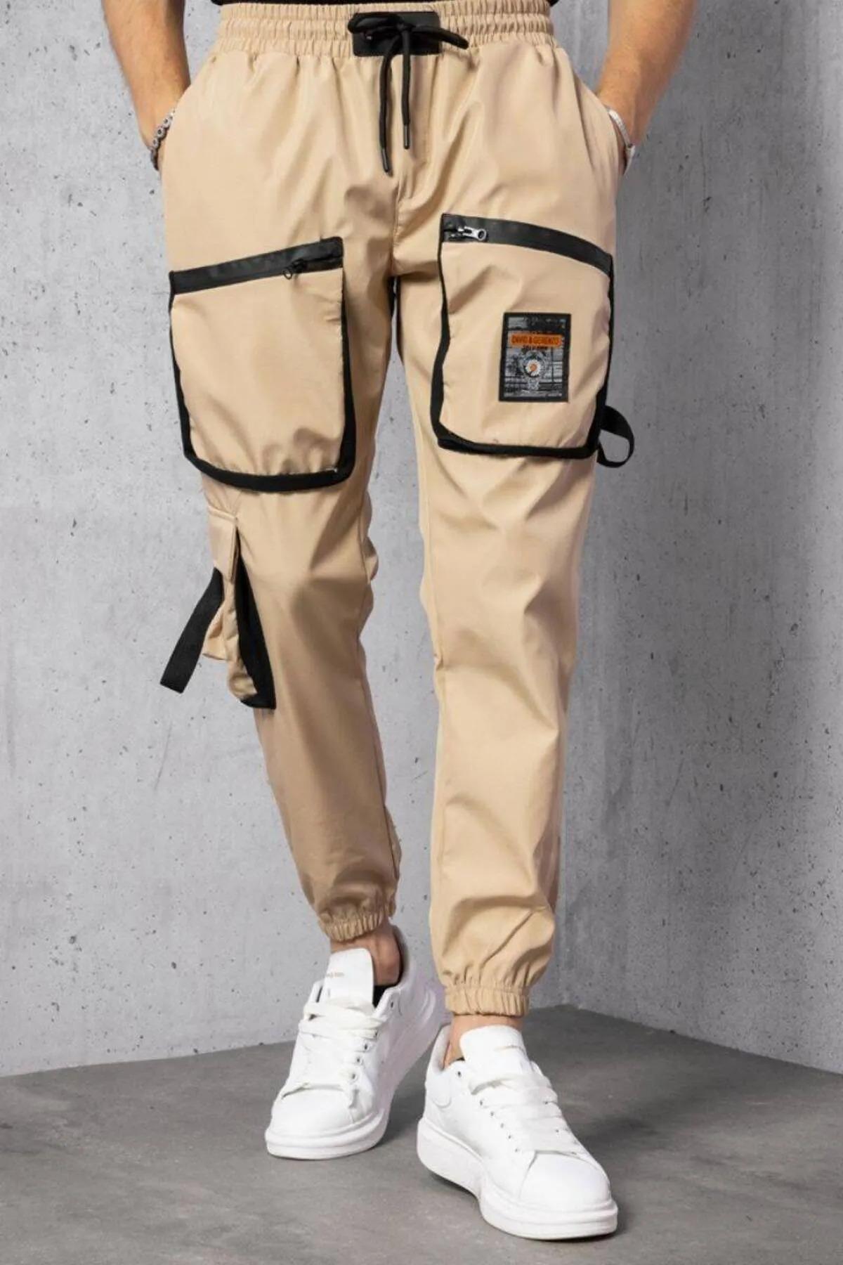 DeepSEA Erkek Bej Kargo Cepli Beli Paçası Lastikli Su Tutmaz Rüzgar ...