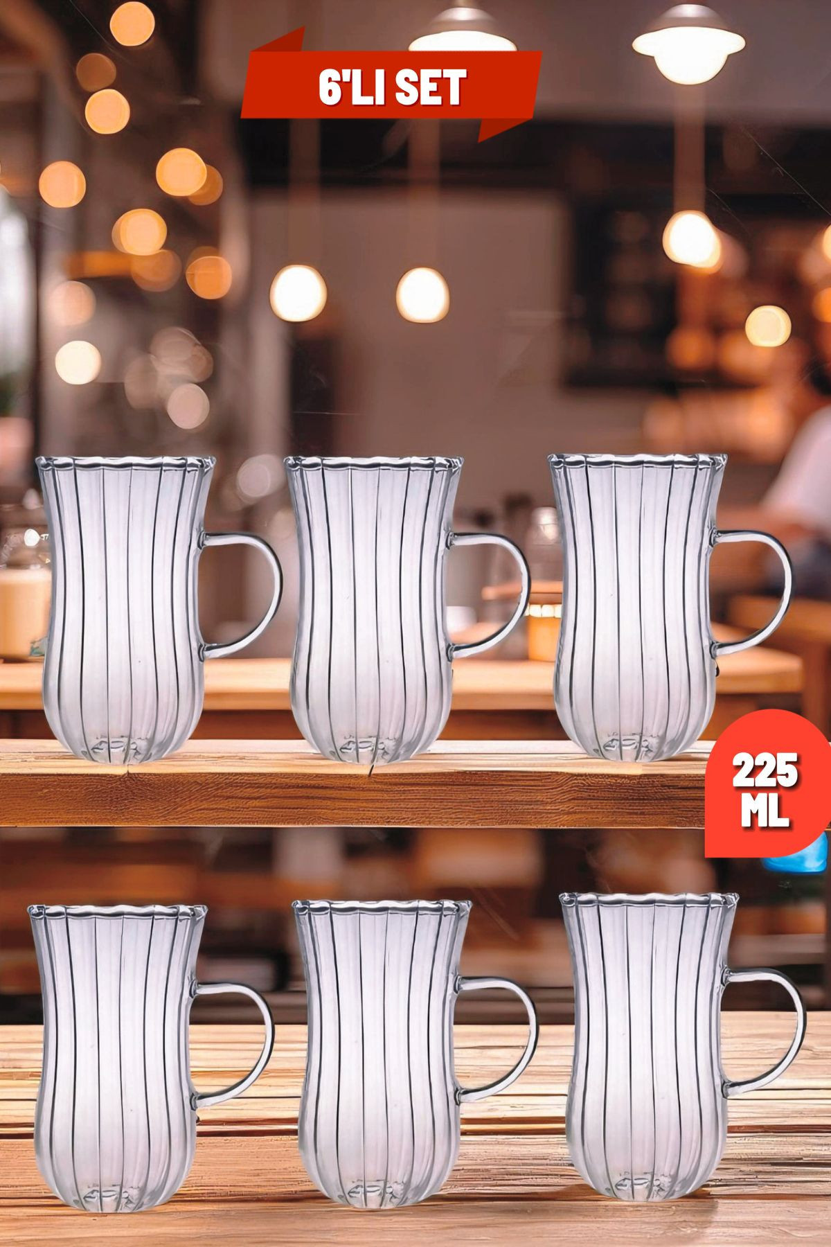 6 Adet Ehlikeyf Borosilikat Çay Bardağı, Isıya Dayanıklı Sunum Bardağı ...