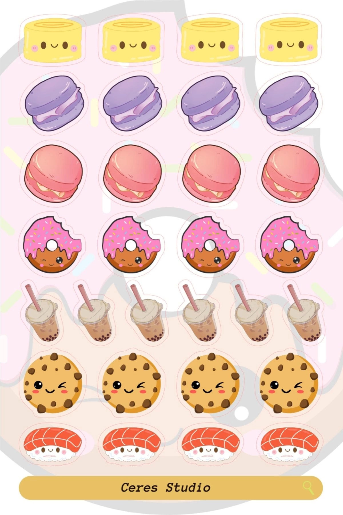 Mini Food Minik Yemek Figürleri Fast Food Tema Sticker Etiket 30 Adet ...