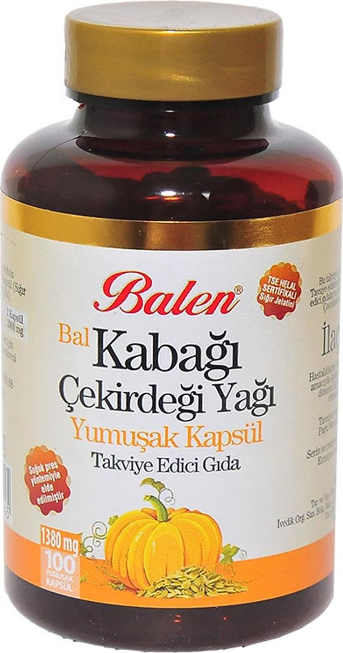 Balen Bal Kabağı Çekirdeği Yağı Yumuşak 100 Kapsül - idefix