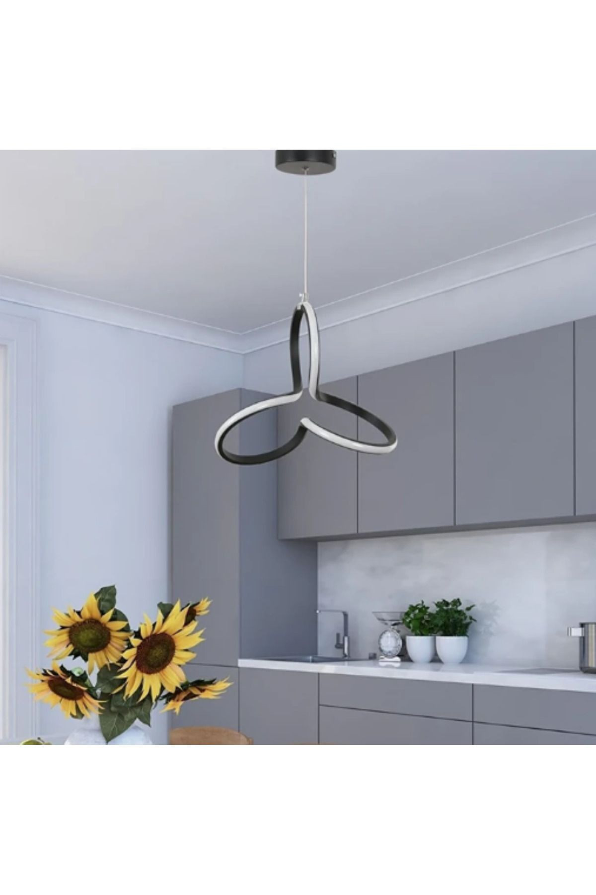 Home Modern Kıvrımlı Sarkıt Led Avize Beyaz Işık Siyah Kasa - idefix