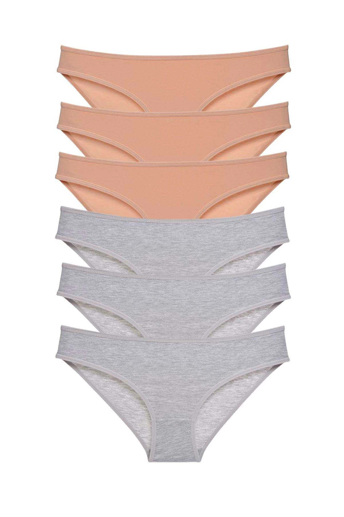 6 adet Süper Eko Set Likralı Kadın Slip Külot Ten Gri - idefix