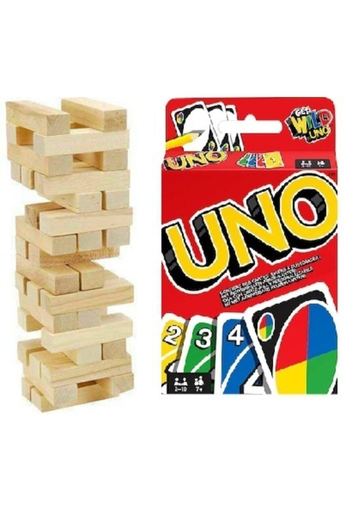 Mattel Games 54 Parça Jenga Ahşap Denge Oyunu Ve Orjinal Uno Eğlenceli ...