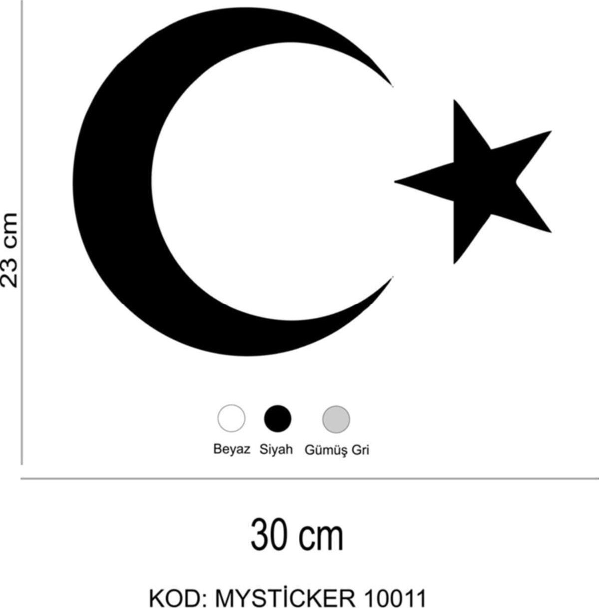 Oracal Beyaz Renk Türk Bayrağı Sticker Ay Yıldız Araba Oto Sticker 30 ...