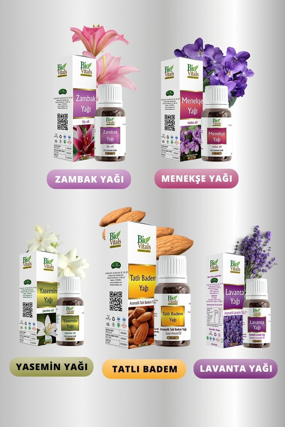 Bio Vitals Zambak Yasemin Menekşe Lavanta Tatlı Badem Yağ Seti - idefix