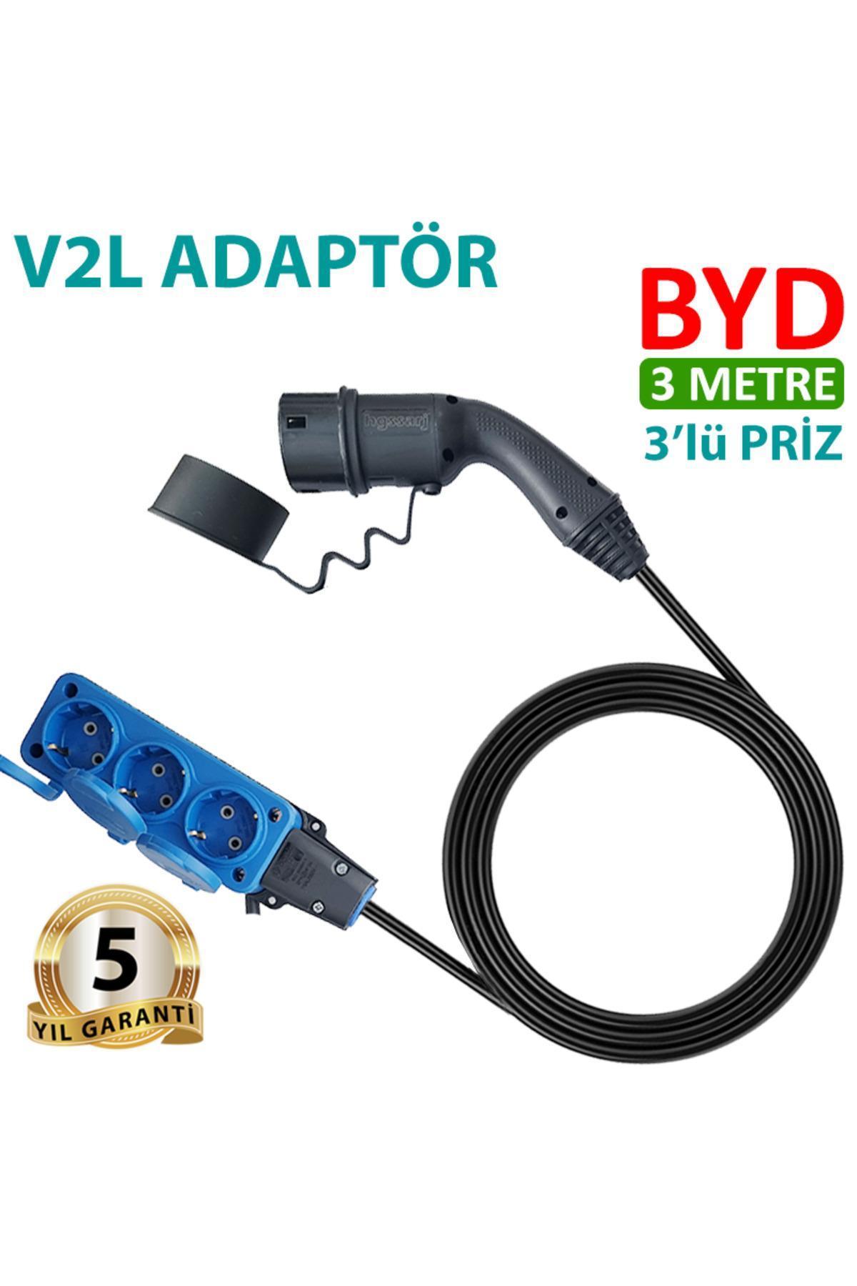 Hgsşarj Byd, V2L Uyumlu Adaptör 3'Lü Priz, Elektrikli Aracınıza 220V Ev Tipi Priz, Kampta ...