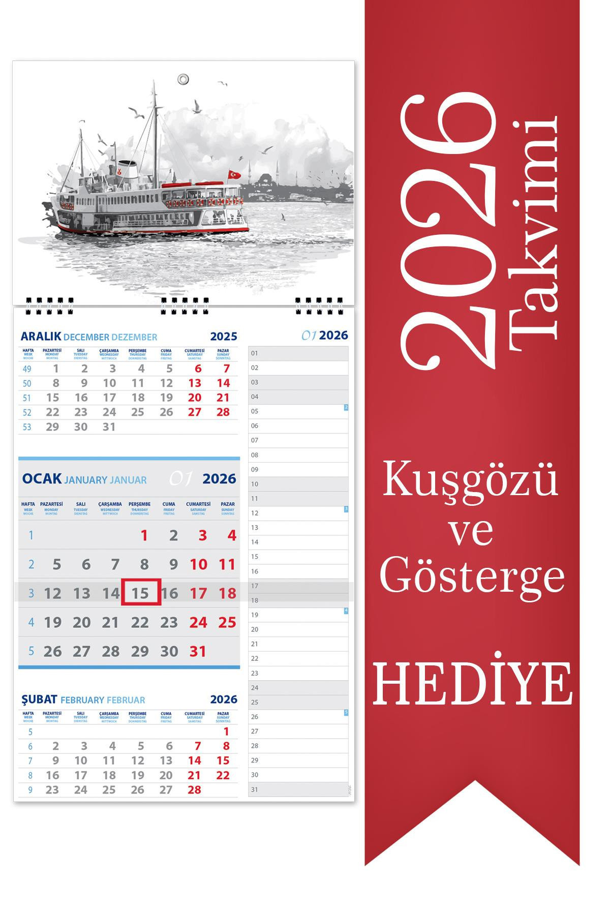 2026 Not Gemici Takvimi Denizci Duvar Takvimi 27,5x60,5 cm - idefix