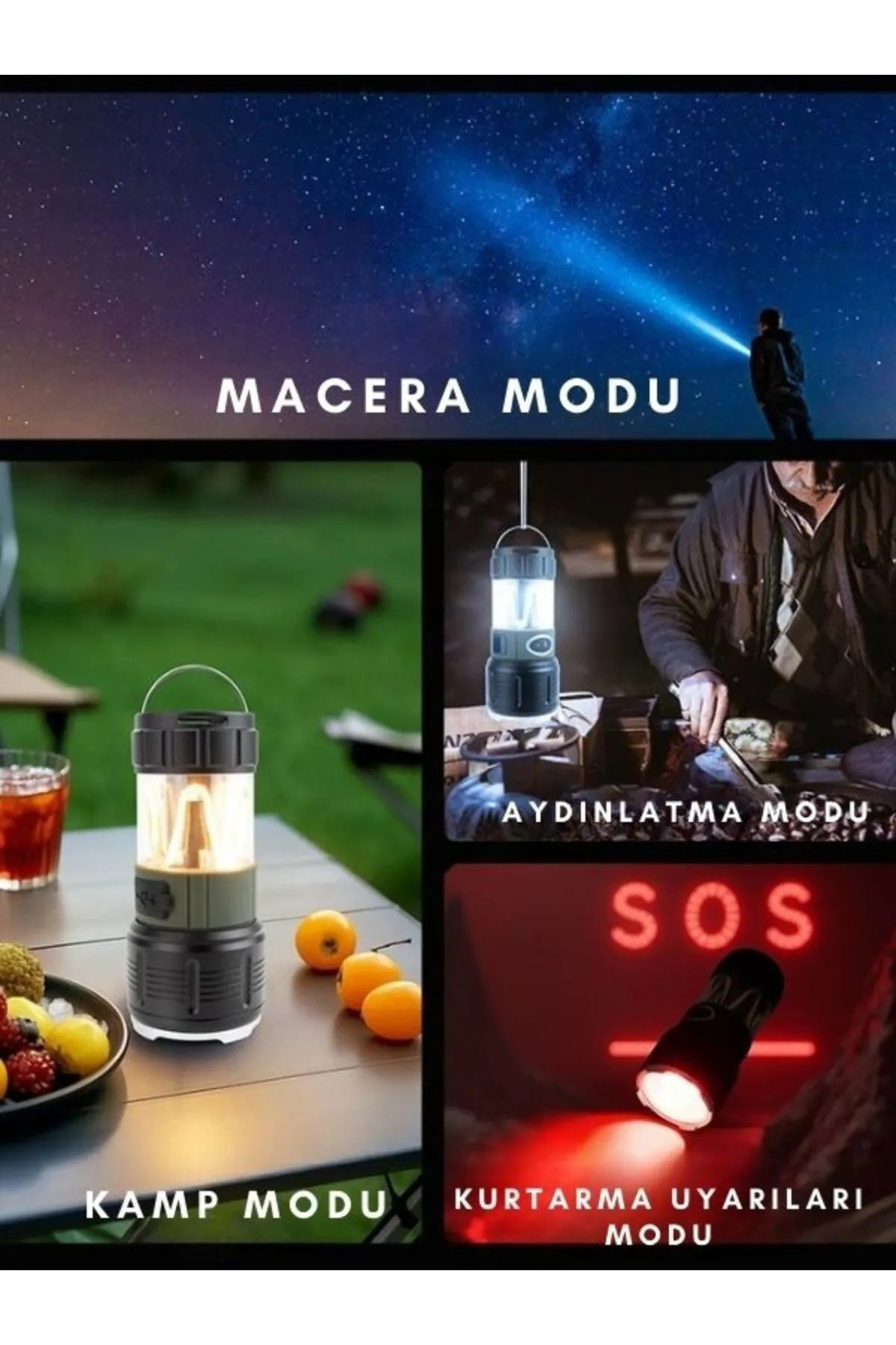 Wison WS-705 Çok Fonksiyonlu Kamp Lambası, Şerit LED Işıklı, El Feneri ...