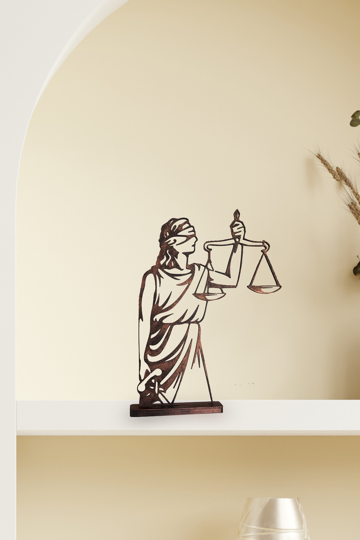 Alvina Atölye Themis Heykeli Bakır - Terazi Figürlü Siyah Dekoratif ...