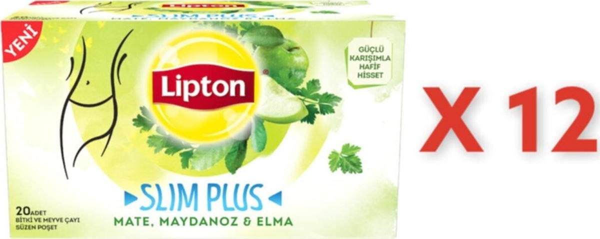 Lipton Slim Plus Maydanoz Ve Elma Bardak Poşet Çayı 20li X 12 Adet - idefix