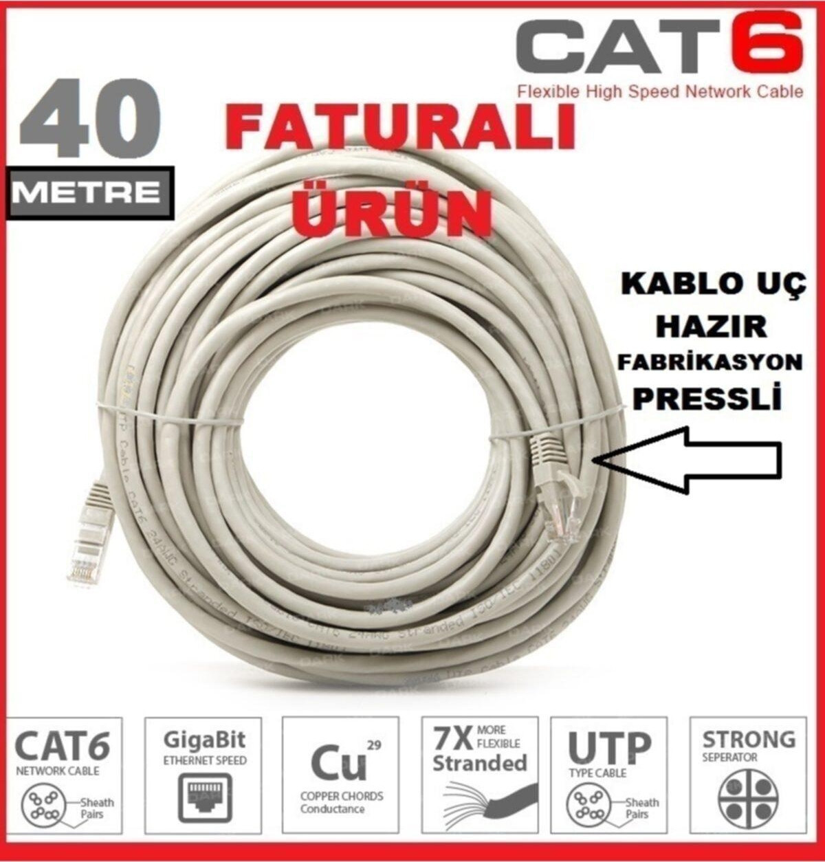 Ata Elektronik 40mt 40 Metre Cat6 Fiber Adsl Vdsl Modem Bilgisayar Ara ...
