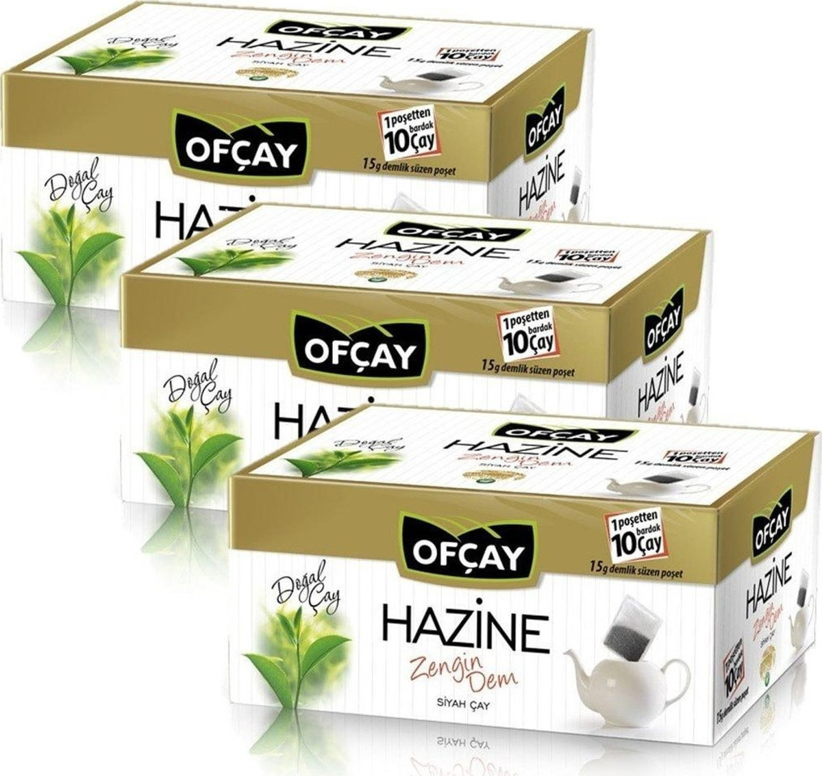 Ofçay Hazine Zengin Dem Siyah Süzen Demlik Poşet Çay 3'lü 30 x 15 G ...