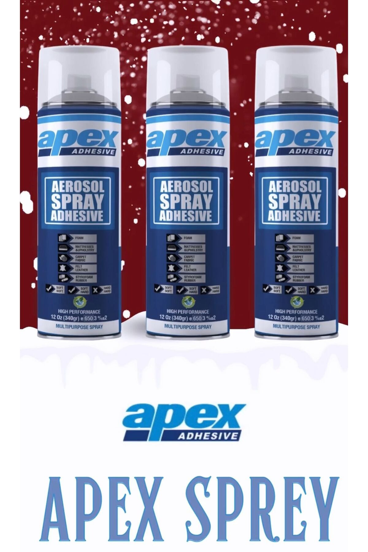 Apex 3'Lü Aerosol Sprey Sünger Yapıştırıcı 340 Gr Spray ( 3 Adet ) - idefix