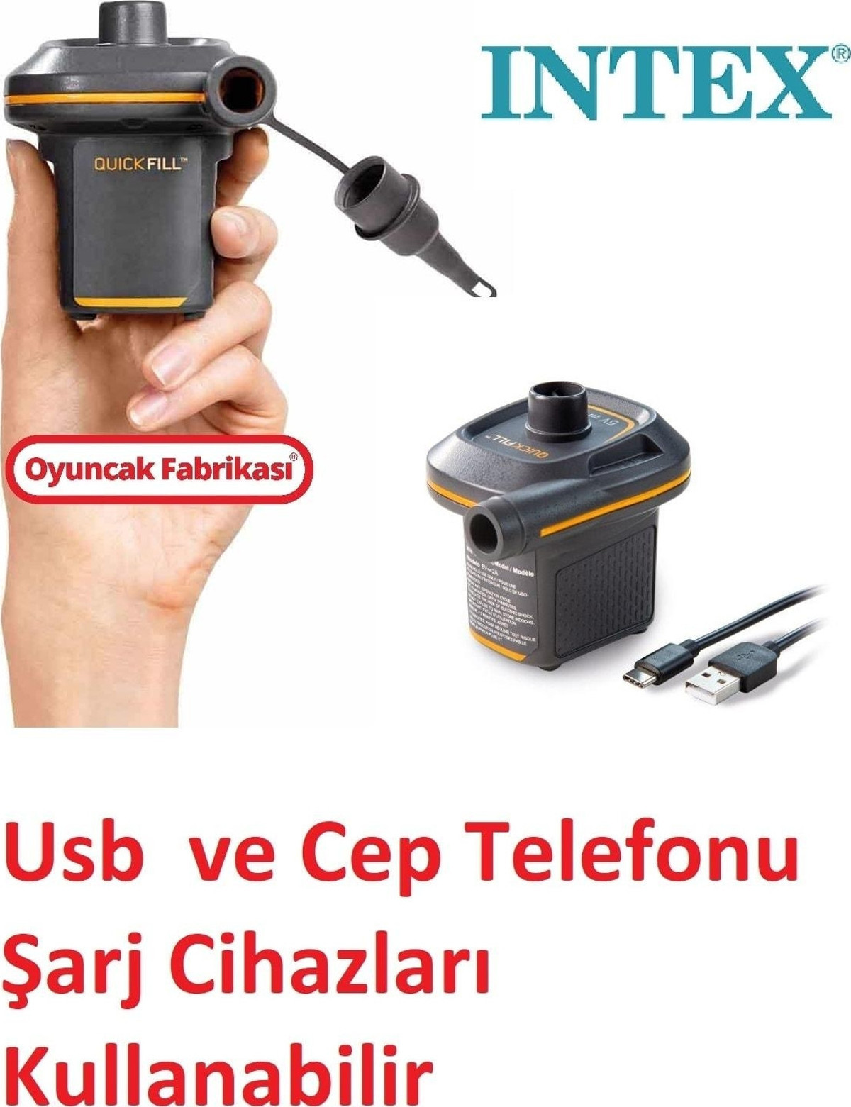 Oyuncakfabrikasi Intex Ap635 Quickfill Usb Girişli Şişme Ürünler Hava Pompası Hızlı Doldurma ...