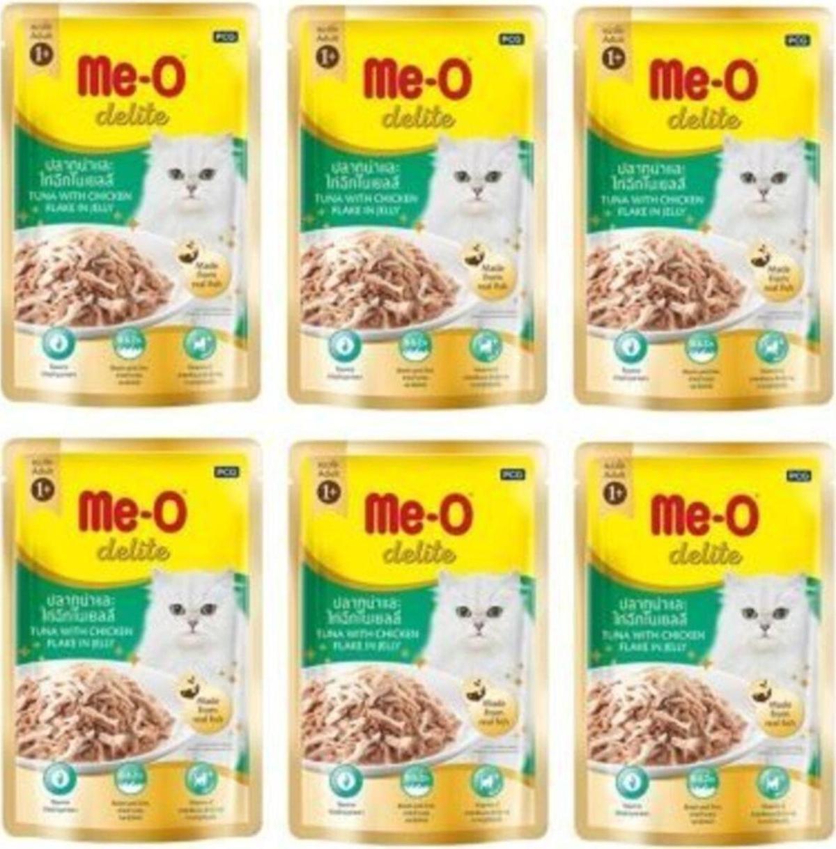 Me-O Delite Tahılsız Tuna Balıklı & Tavuklu Yaş Kedi Maması 70G X 6 Adet - idefix