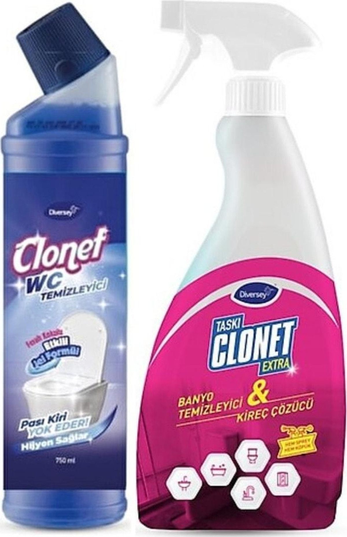 Diversey Clonet Klozet Temizleyici 750 Ml + Taski Clonet Extra Sprey ...