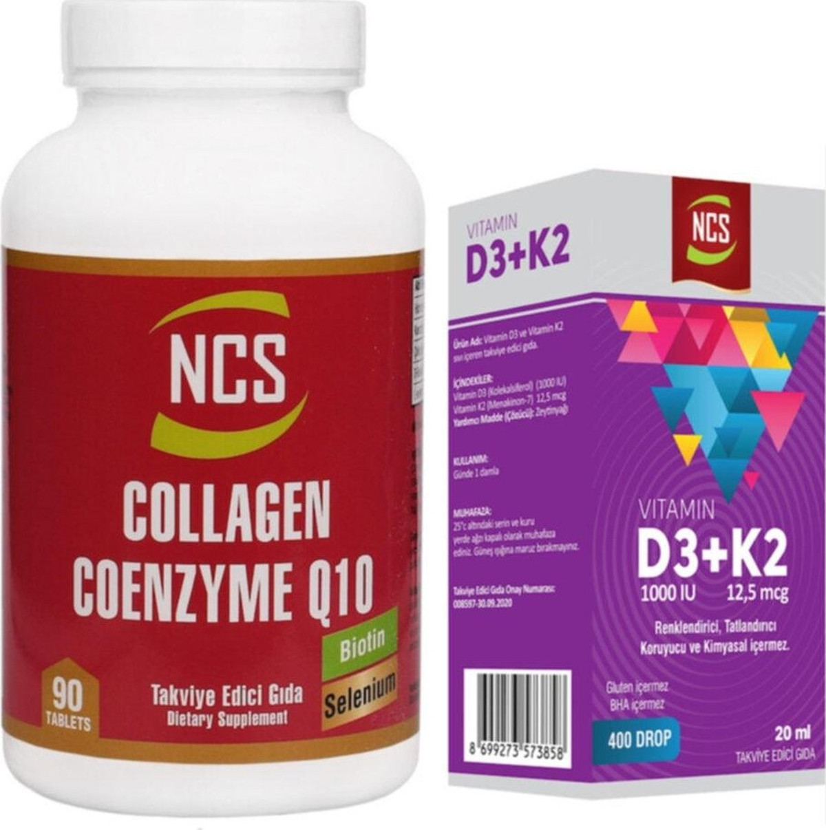 Ncs Collagen Kollajen Koenzim Coenzyme Q10 90 Tab+Vitamin D3 K2 20 Ml ...