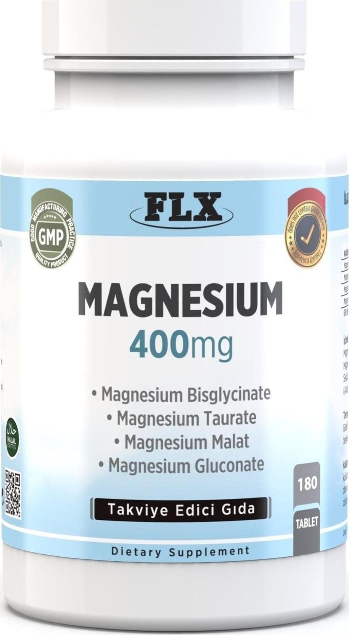 Flx 180 Tablet Magnezyum Elementleri Complex 400 Mg Bisglisinat Malat ...