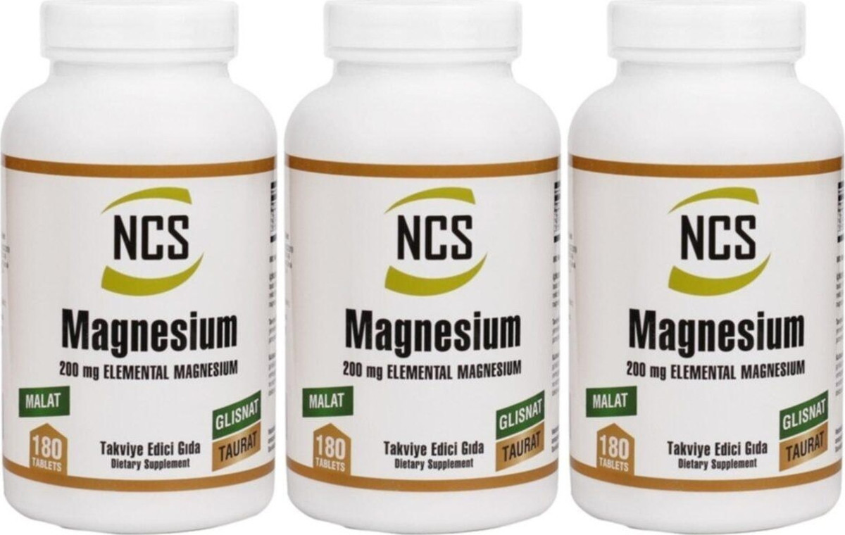 Ncs Magnesium (Magnezyum) Malat Glisinat Taurat 180 Tablet X 3 Kutu - idefix