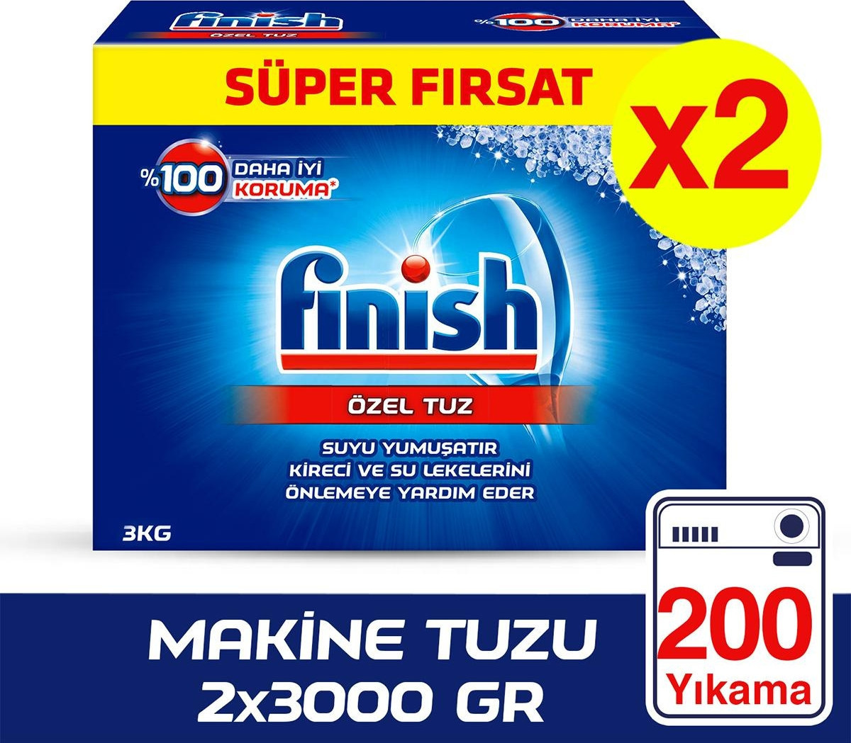 Finish Bulaşık Makinesi Deterjanı Makine Tuzu 3000 gr x 2 Adet - idefix