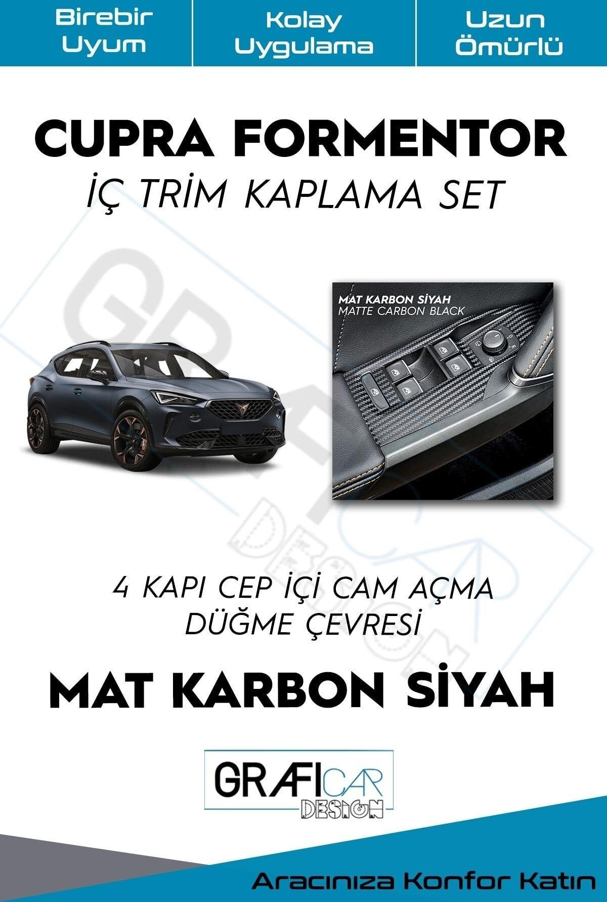Graficar Cupra Formentor 4 Kapı Içi Tutma Kaplama Sticker Seti - MAT ...