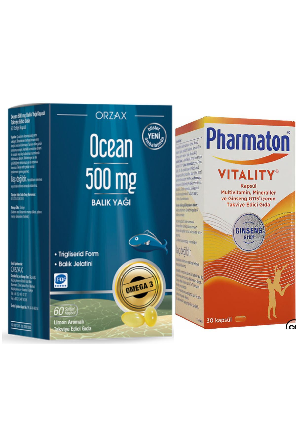 Ocean Omega-3 Balık Yağı 500 Mg 60 Kapsül Pharmaton Vitality 30 Tablet ...