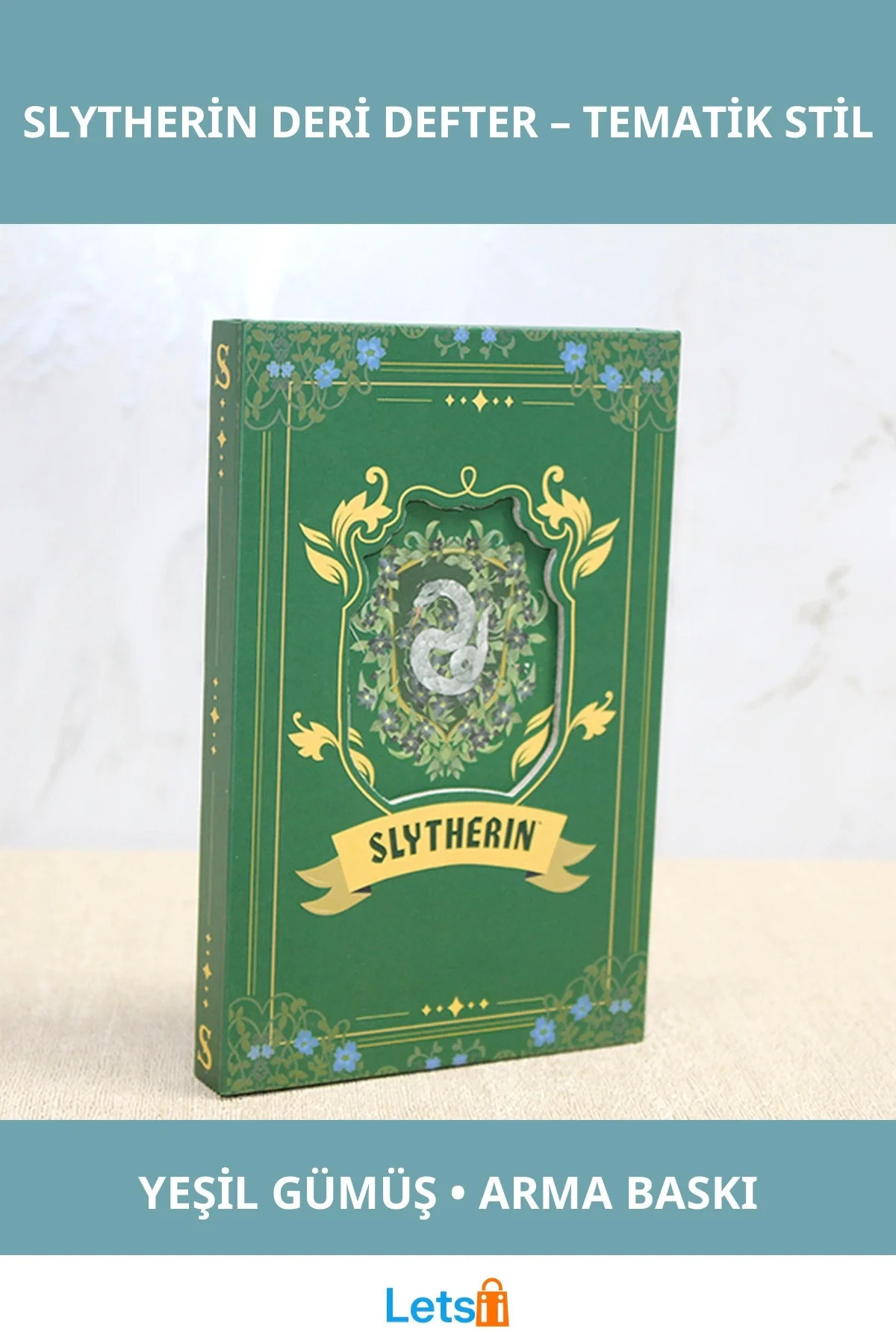 Harry Potter Slytherin Deri Defter Yılan Sembollü ve Estetik Kapak ...