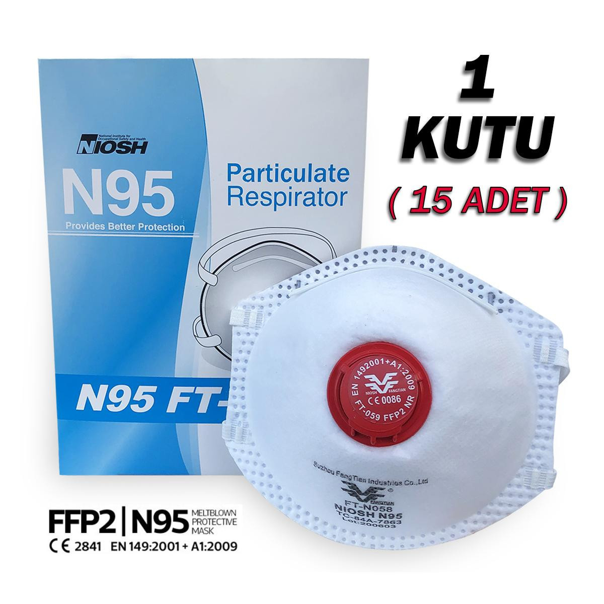 Sanplaza FFP2 Ventilli Konik Katlanabilir N95 Toz Maskesi 1 Kutu 15 ...