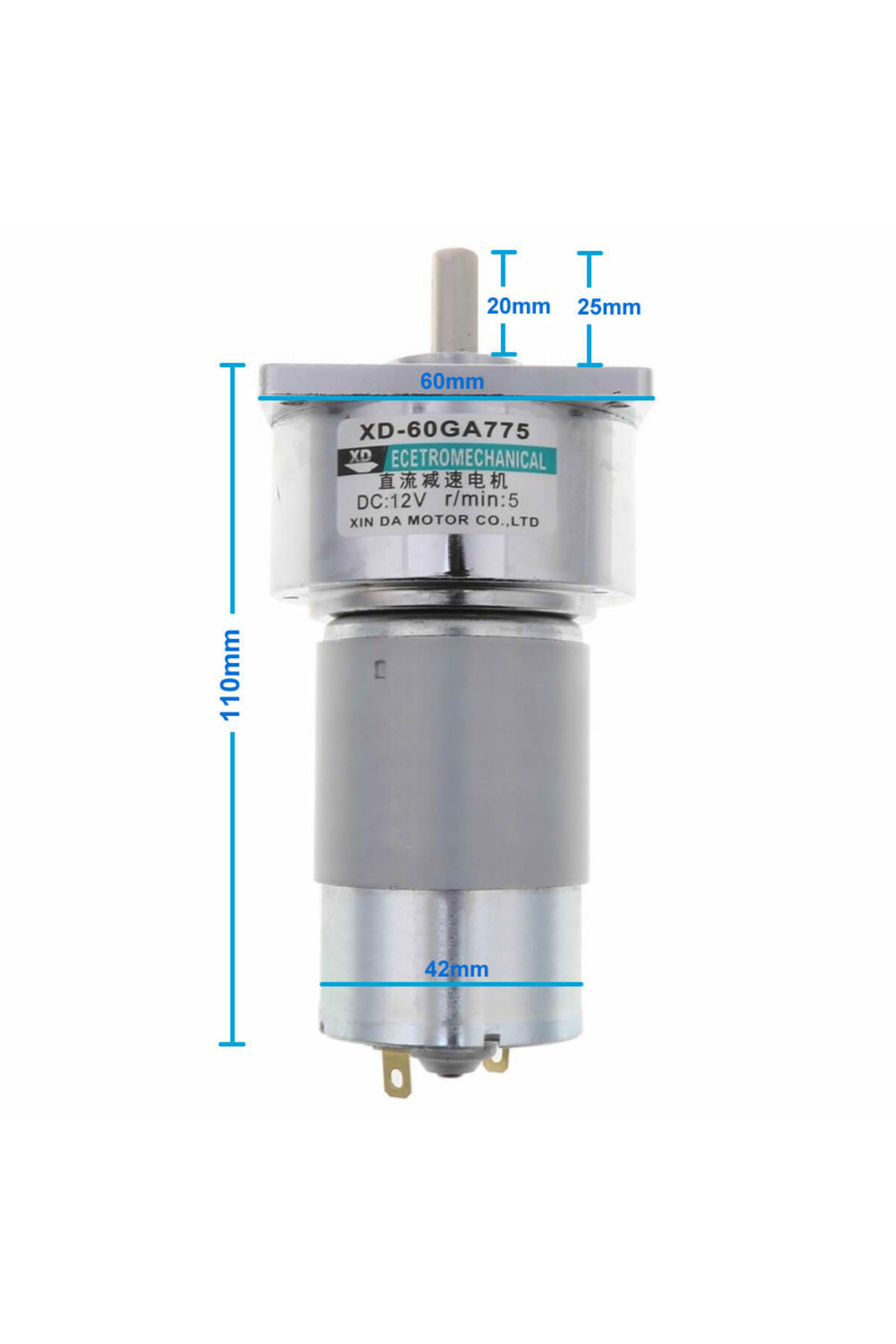 Devremarkt Xd-60Ga775 Dc Motor 12V 5Rpm 35W 87Kg.Cm Yüksek Tork Kuvvet ...